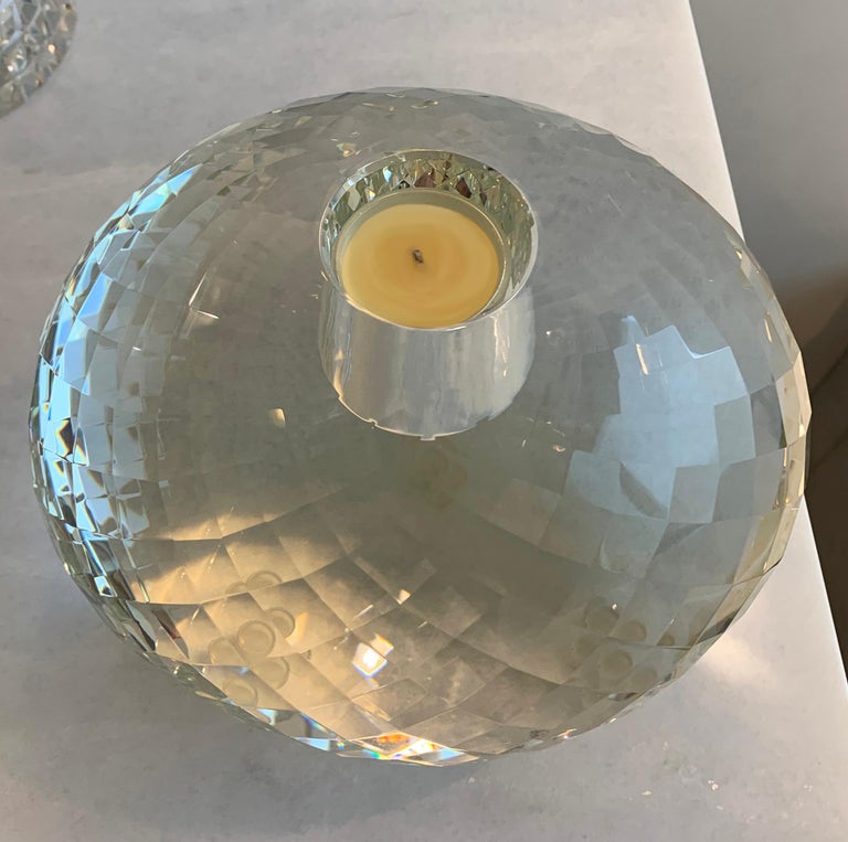 Large Modern Candle Holder, Art Glass, Crystal Sphere by Veritas Home ...