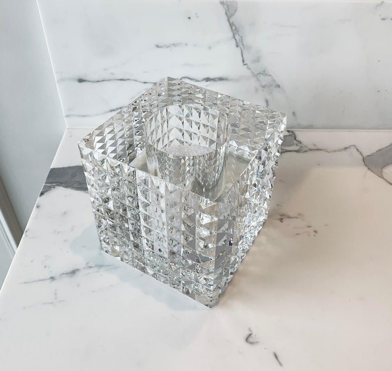 Contemporary Art Glass Cut Crystal Square Pyramid Faceted Vase by ...