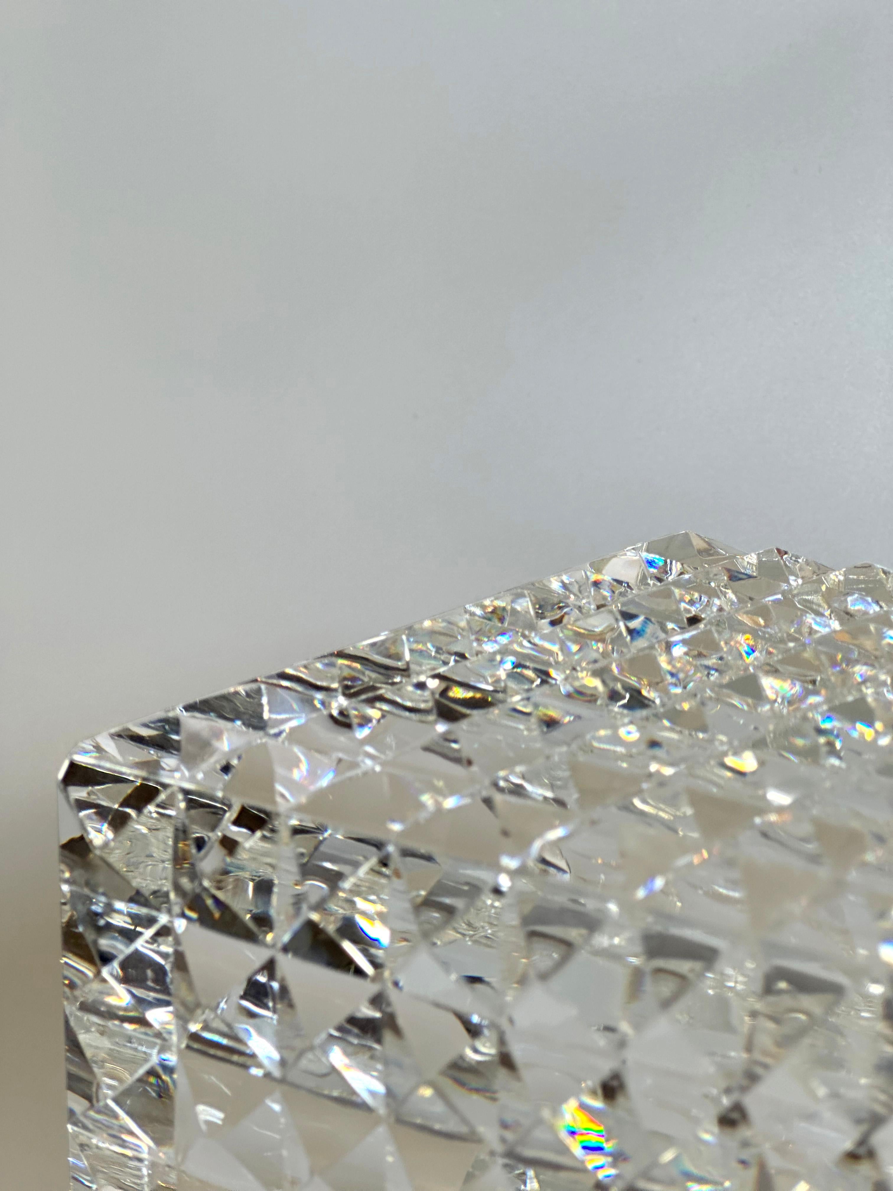 Large Contemporary Clear Optical Glass Pyramid Cube Vase by Veritas ...