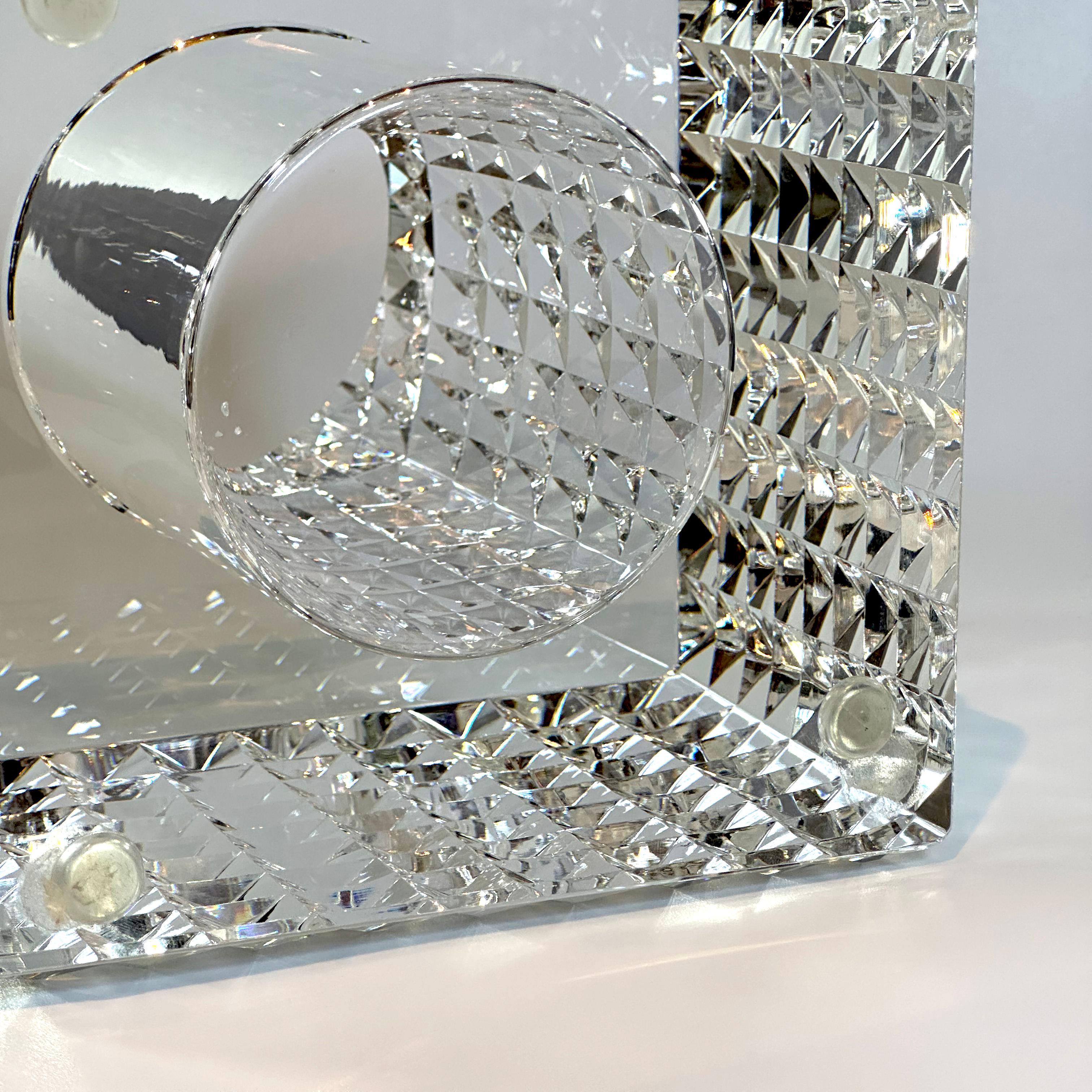 Large Contemporary Clear Optical Glass Pyramid Cube Vase by Veritas ...