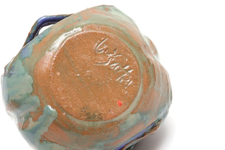 Contemporary Art Pottery Blue-Green Glaze Vase at 1stDibs