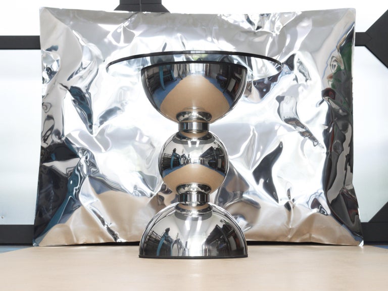 Contemporary Artemis Table in Polished Stainless Steel For Sale at 1stDibs