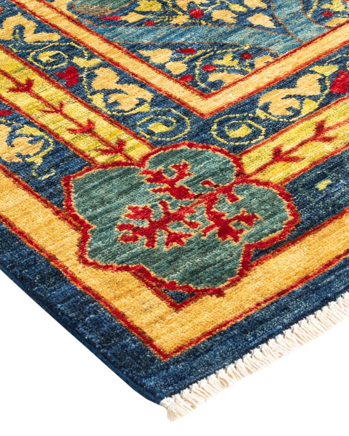 Contemporary Arts and Crafts Hand Knotted Wool Blue Area Rug For Sale ...