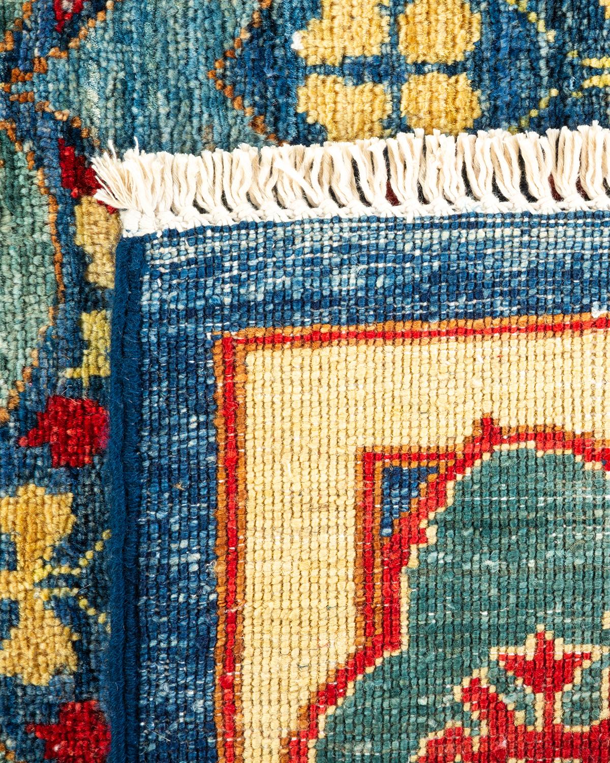 Contemporary Arts and Crafts Hand Knotted Wool Blue Area Rug For Sale ...