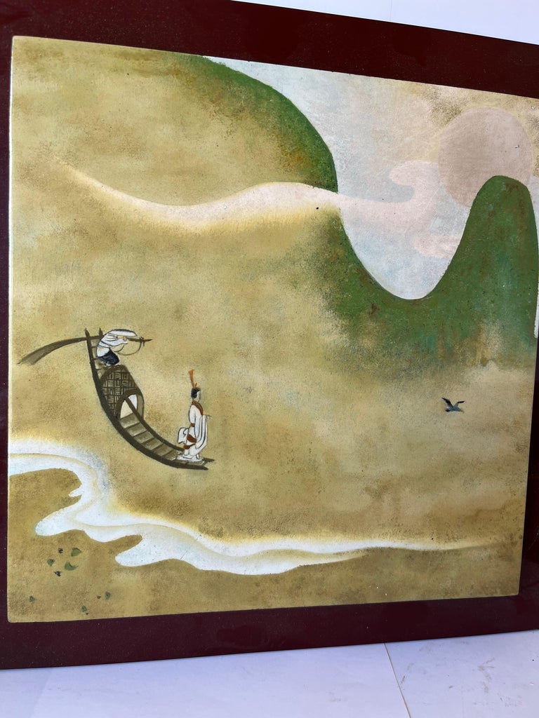 Contemporary Asian Lacquer on Panel Japanese Style Landscape For Sale ...