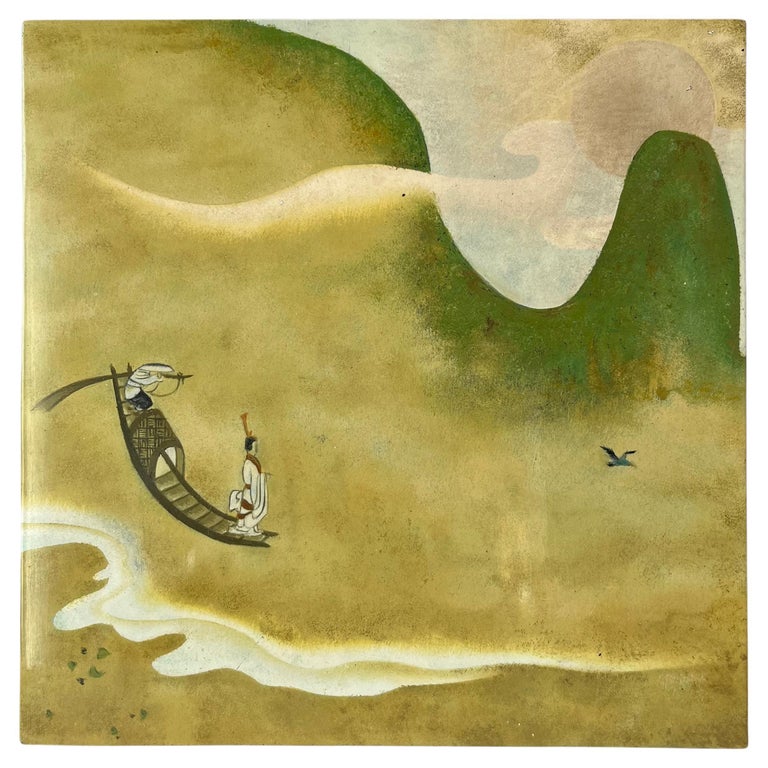 Contemporary Asian Lacquer on Panel Japanese Style Landscape For Sale ...