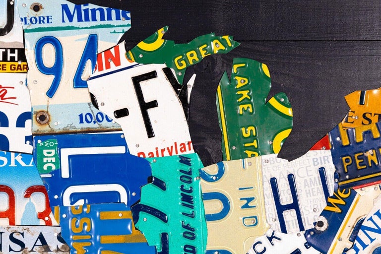 Contemporary Assemblage License Plate Art Map of the USA by Design ...