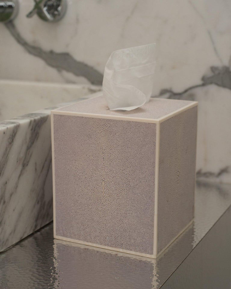 Contemporary Authentic Shagreen Pale Periwinkle Lavender Covered Tissue ...