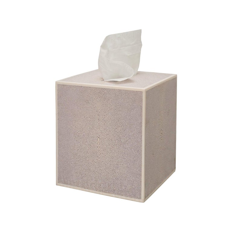 Contemporary Authentic Shagreen Pale Periwinkle Lavender Covered Tissue ...