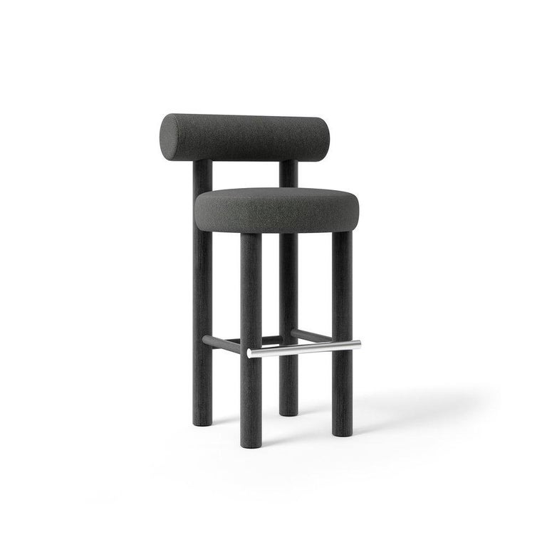 Contemporary Bar Chair 'Gropius CS2' by Noom, Wooden Legs, Woolland-64 ...