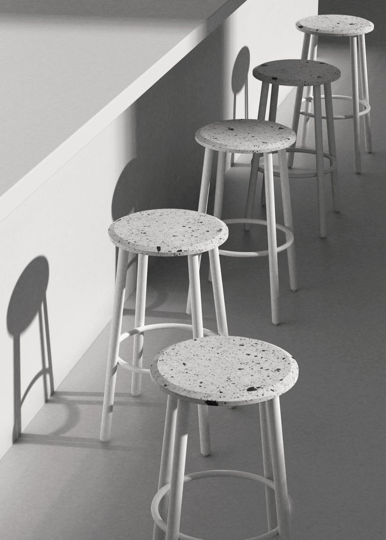 Contemporary Bar Stool 'PING' Made of Black Terrazzo at 1stDibs