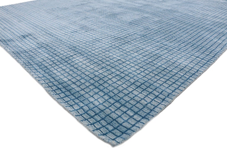 Contemporary Beach Style Area Rug with Grid Pattern and Coastal Living ...
