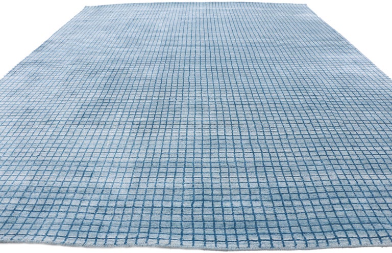 Contemporary Beach Style Area Rug with Grid Pattern and Coastal Living ...