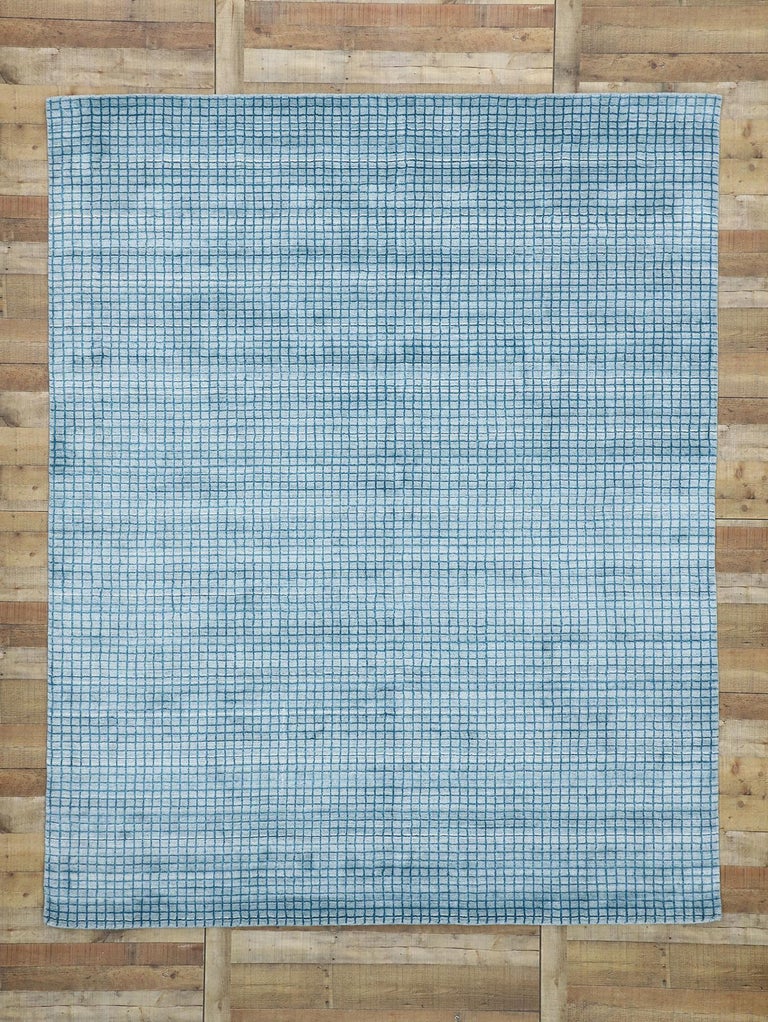 Contemporary Beach Style Area Rug with Grid Pattern and Coastal Living ...
