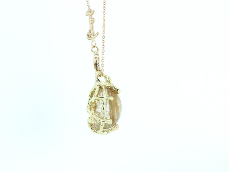 Contemporary Beatrice Barzaghi Rutilated Quartz Yellow Gold Grounding ...