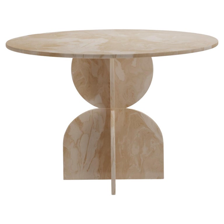 Contemporary Beige Round Table Handcrafted 100% Recycled Plastic by ...