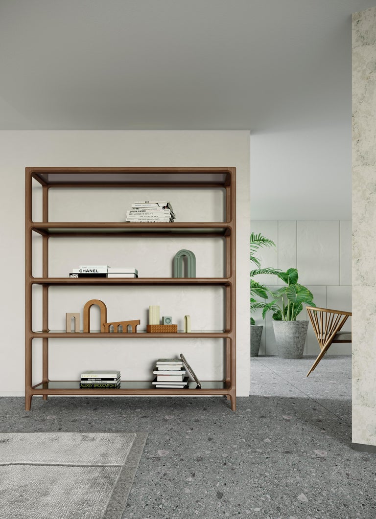 Contemporary Bellagio Bookcase in Ashwood with Glass Shelves For Sale ...