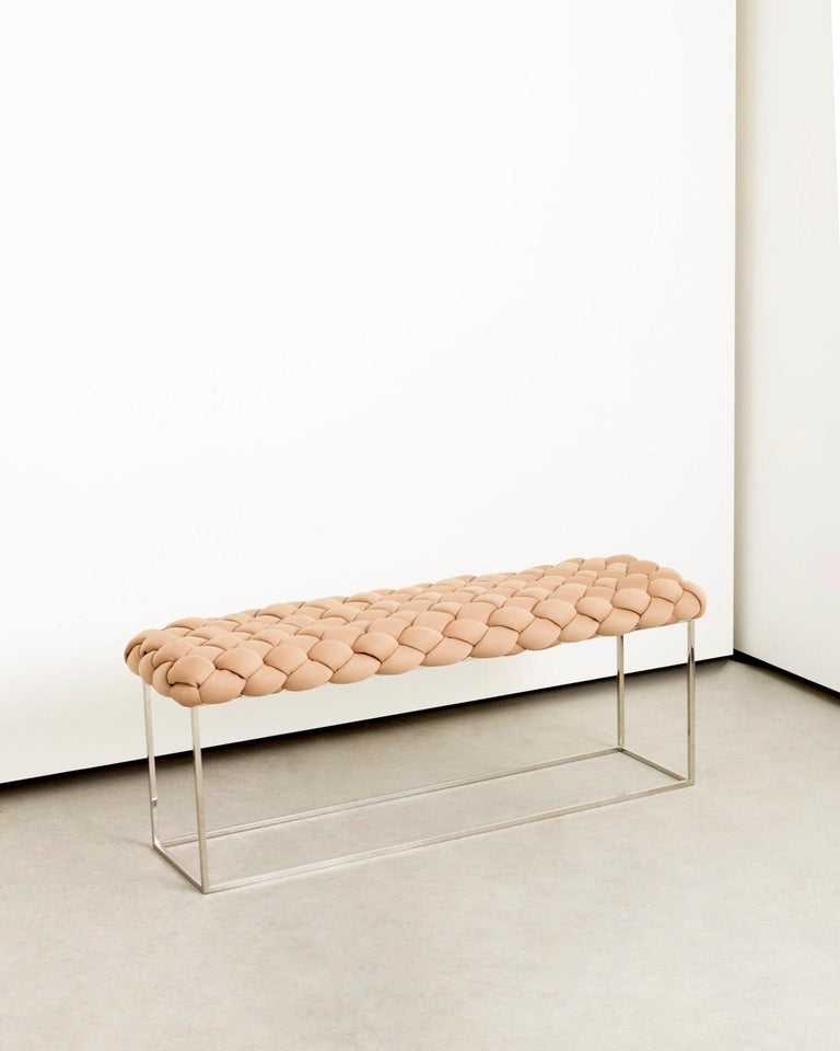 Contemporary Bench Handwoven, v 2022 in Rose For Sale at 1stDibs
