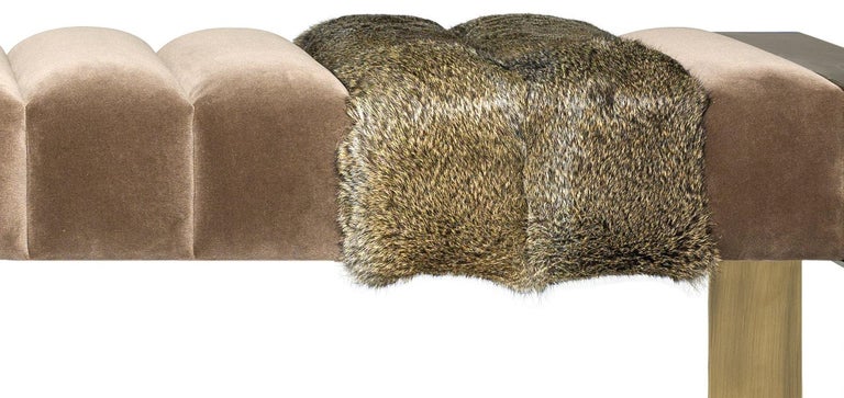 Contemporary Bench, Rich Red Velvet/ Bronze Base For Sale at 1stDibs