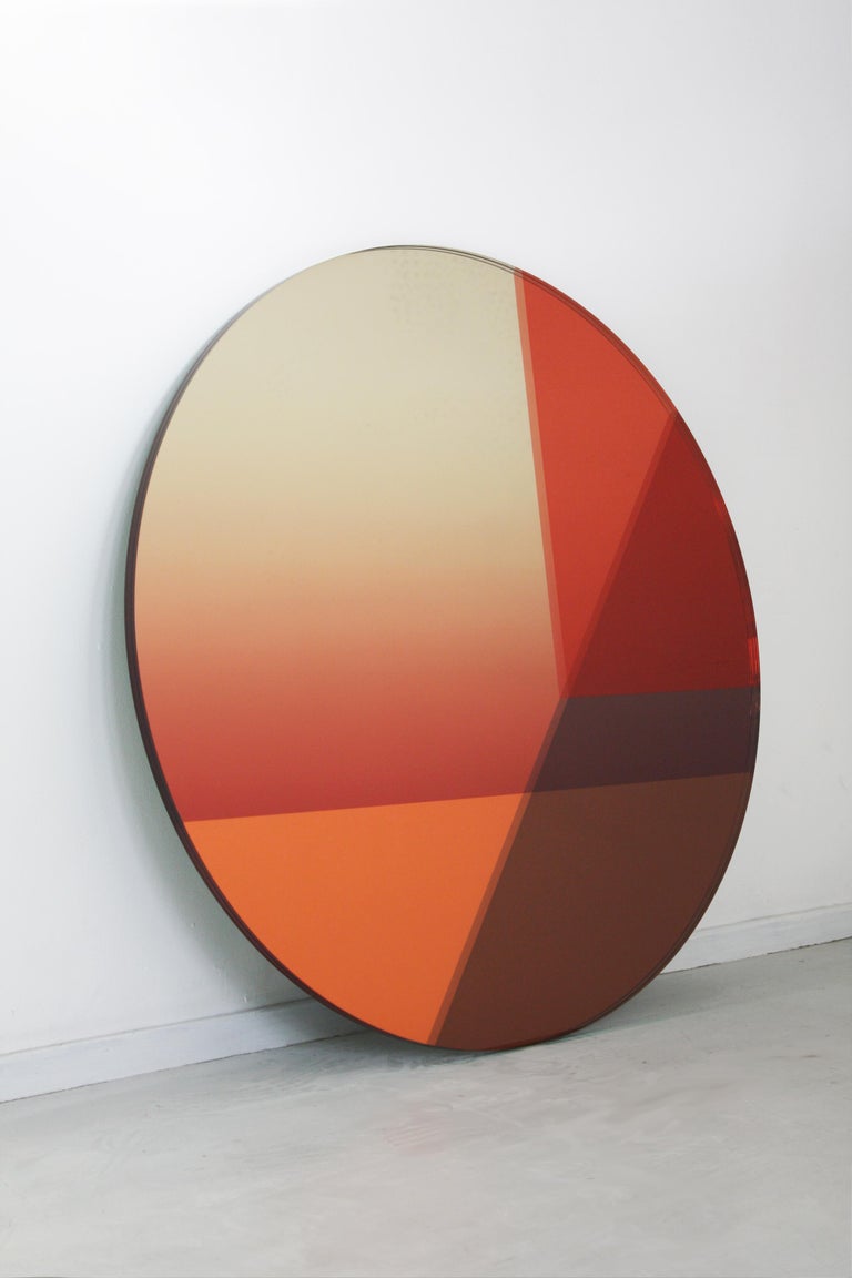 Contemporary Blue Round Mirror 100 cm, Seeing Glass Series by Sabine ...
