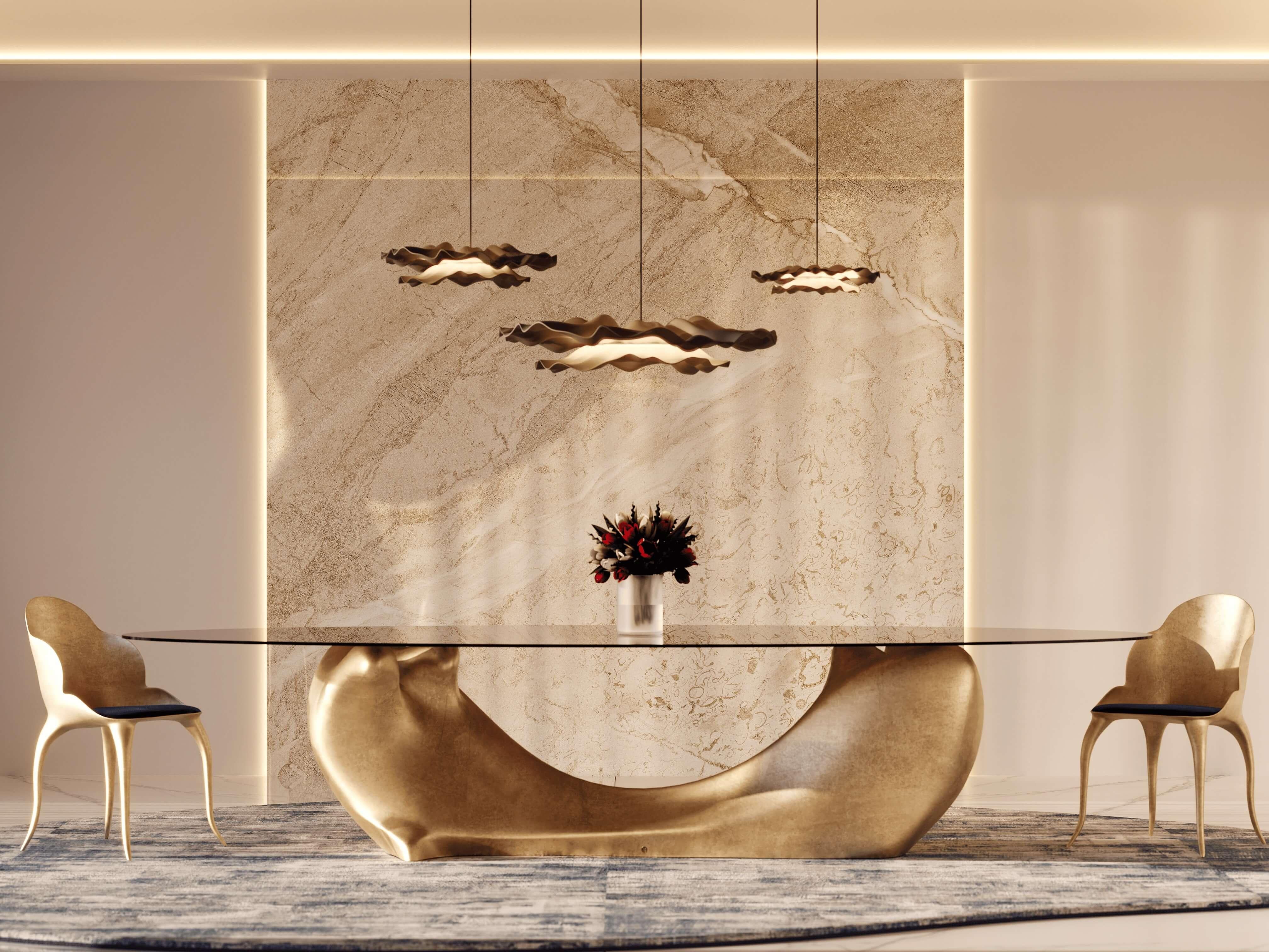 Contemporary Biomorphic Sculptural Dining Table In Gold Leaf For Sale ...