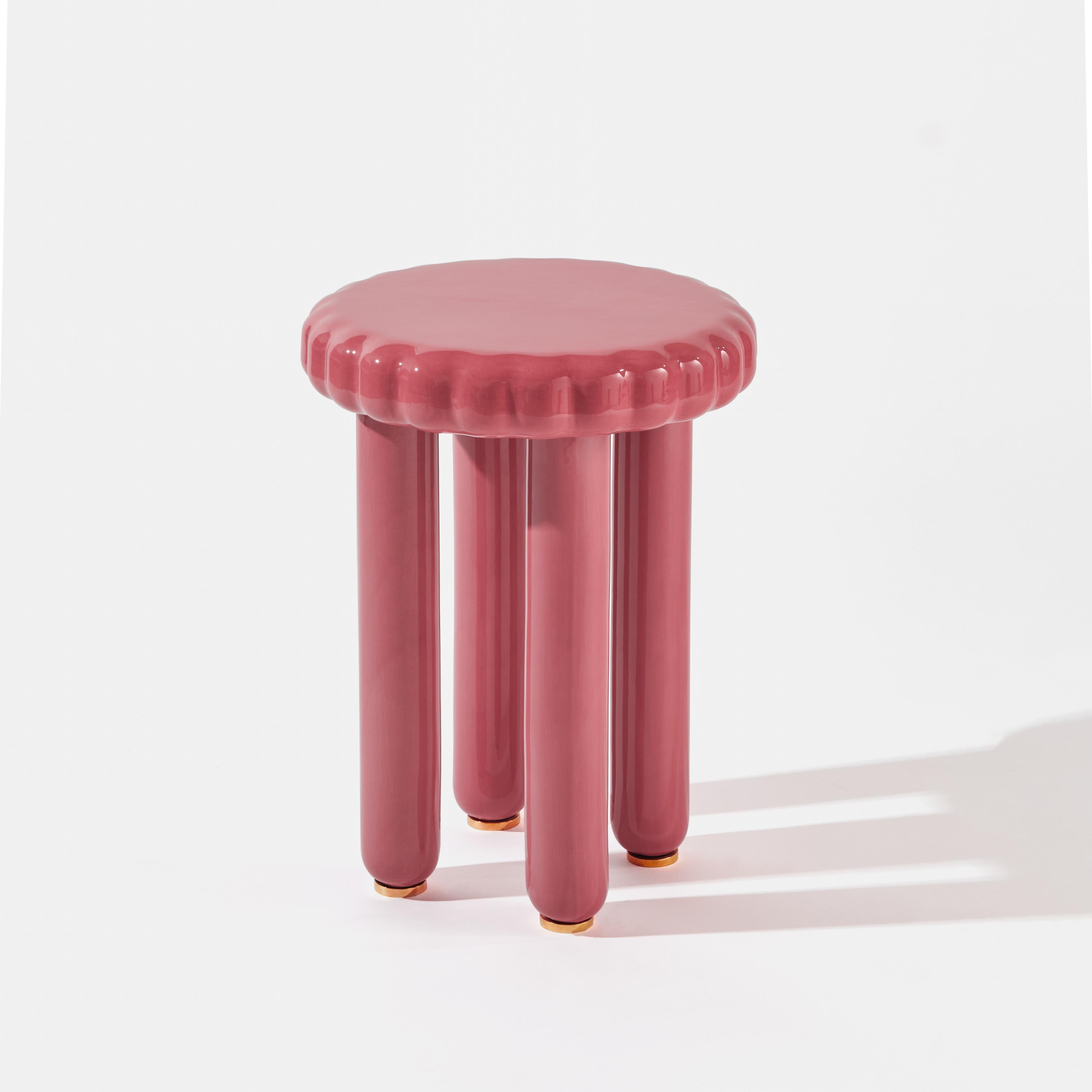 Contemporary 'Biscotto' Ceramic Stool/Side Table in Plum Red by Studio ...