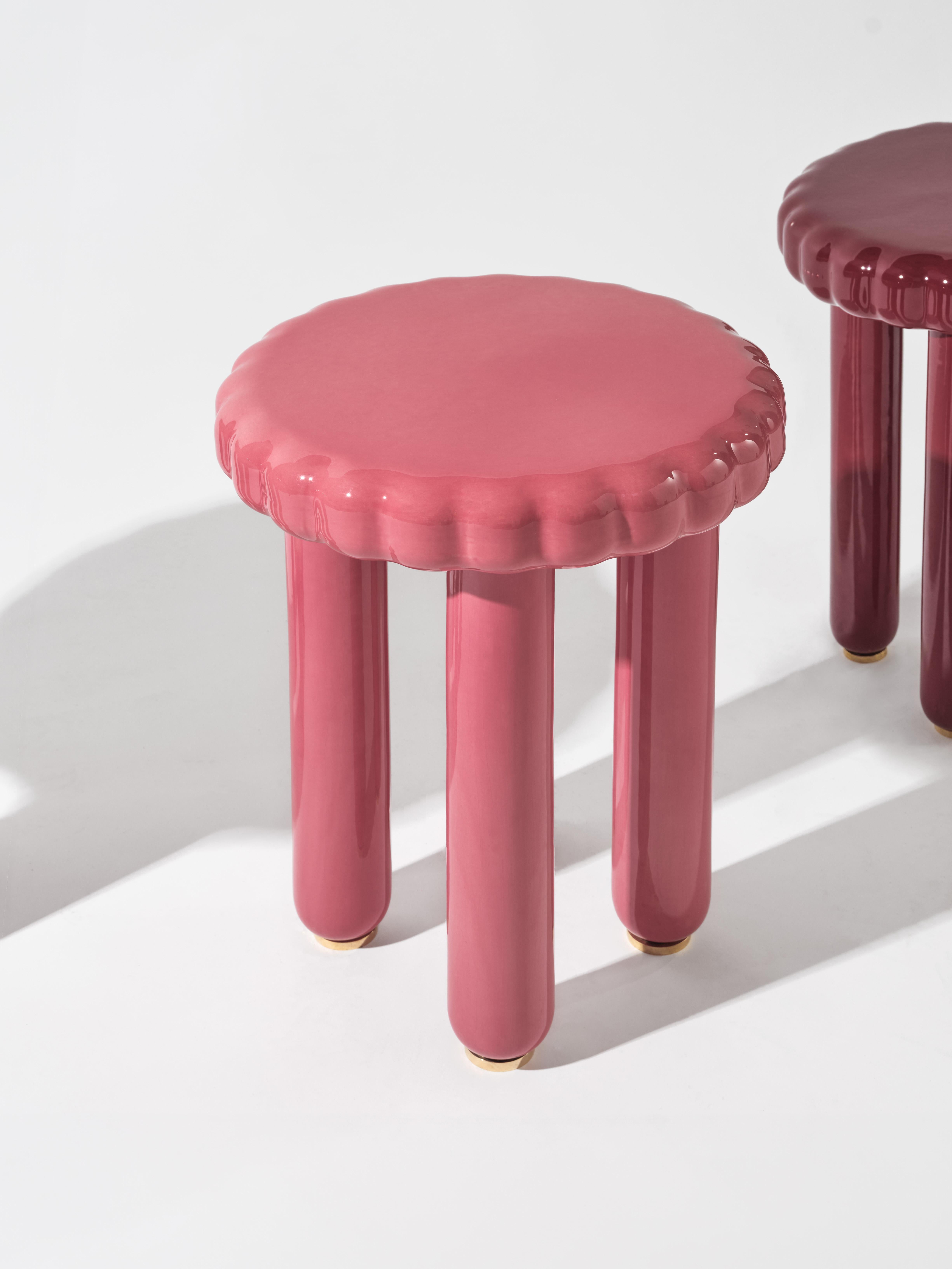 Contemporary 'Biscotto' Ceramic Stool/Side Table in Plum Red by Studio ...