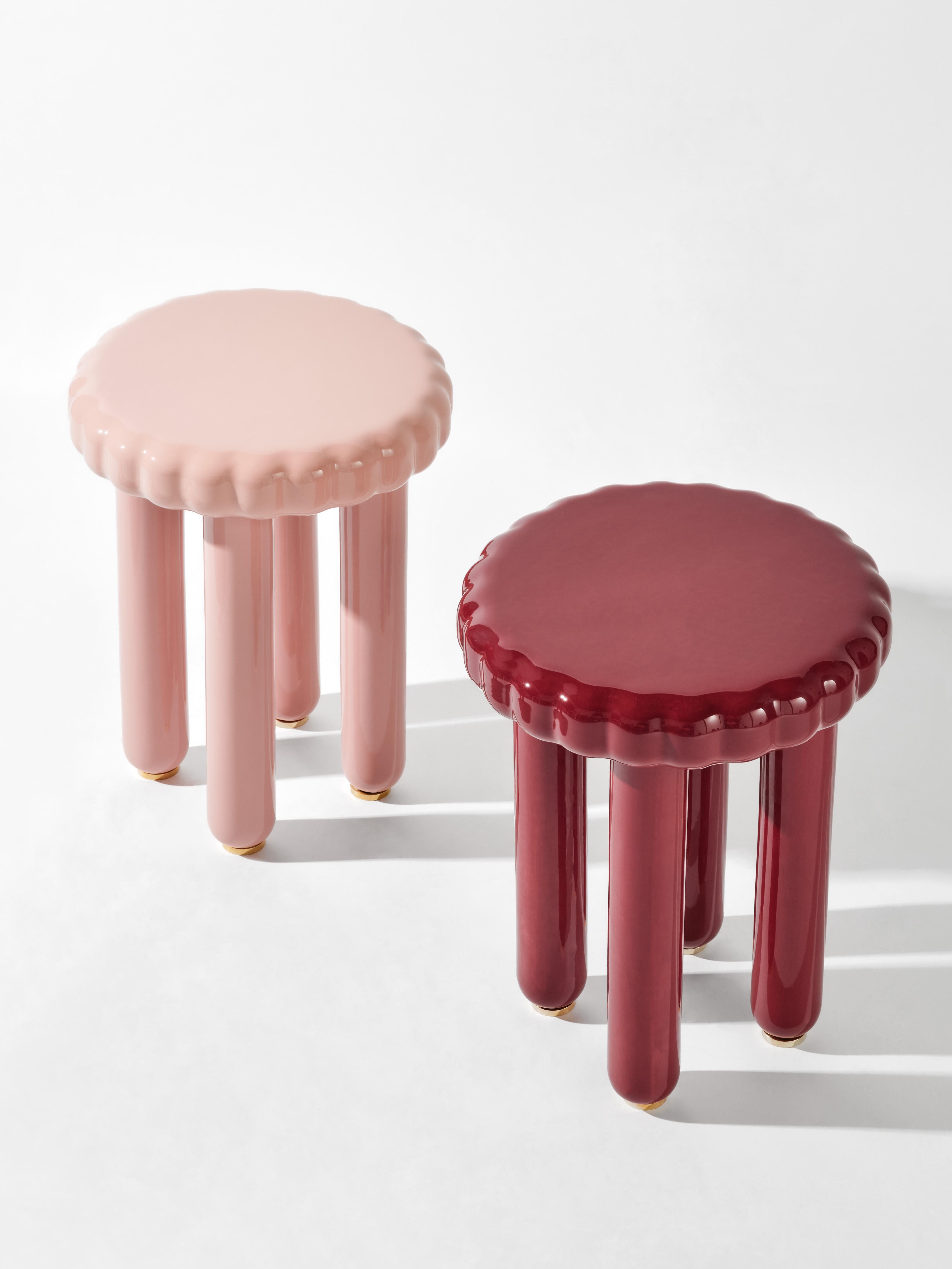 Contemporary 'Biscotto' Ceramic Stool/Side Table in Plum Red by Studio ...