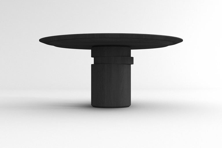 Contemporary round dining table, black ash wood, shifting disc, Belgian ...