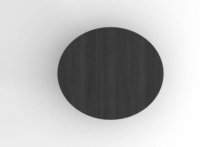 Contemporary round dining table, black ash wood, shifting disc, Belgian ...
