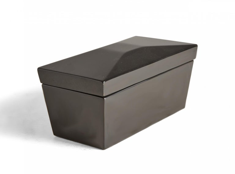 Contemporary Black Lacquered Rectangular Wooden Decorative Box For Sale ...