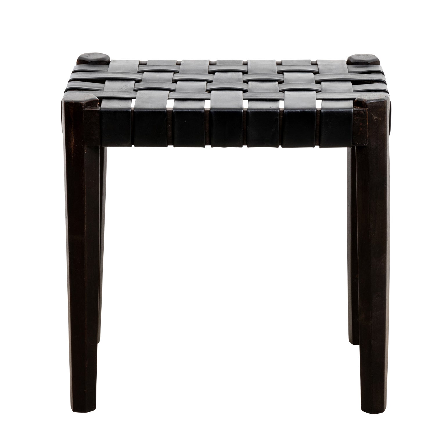 Wood and Woven Leather Stools at 1stDibs