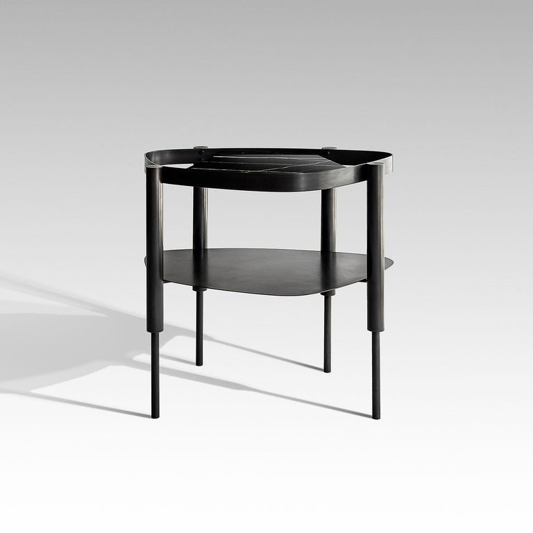Contemporary Black Marble Side Table, Bijou Black by Adam Court for Okha For Sale at 1stDibs