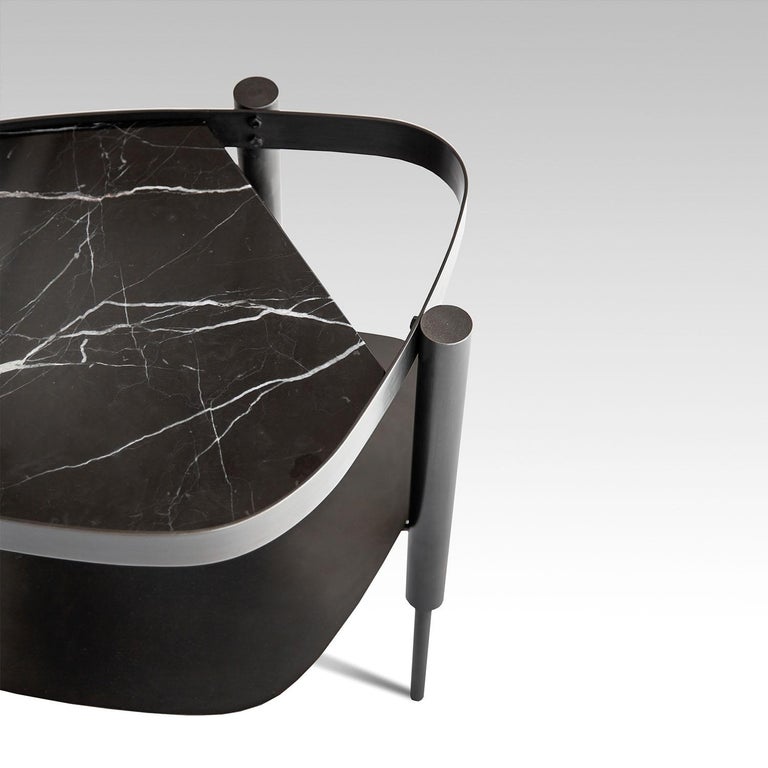Contemporary Black Marble Side Table, Bijou Black by Adam Court for ...
