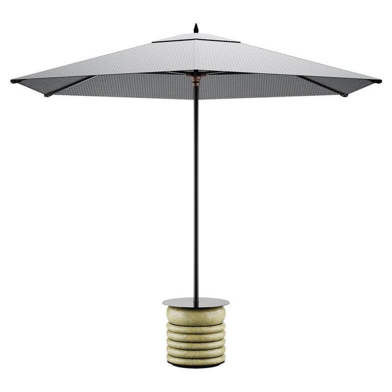 Contemporary Parasol and Base with Outdoor Fabric, Body in Green Marble ...