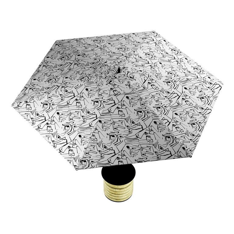 Contemporary Black and White Parasol and Base for Outdoor, Body in ...