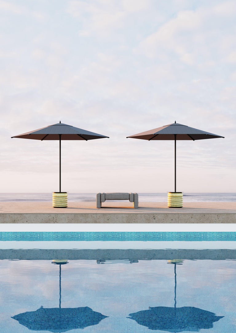 Contemporary Black and White Parasol and Base for Outdoor, Body in ...