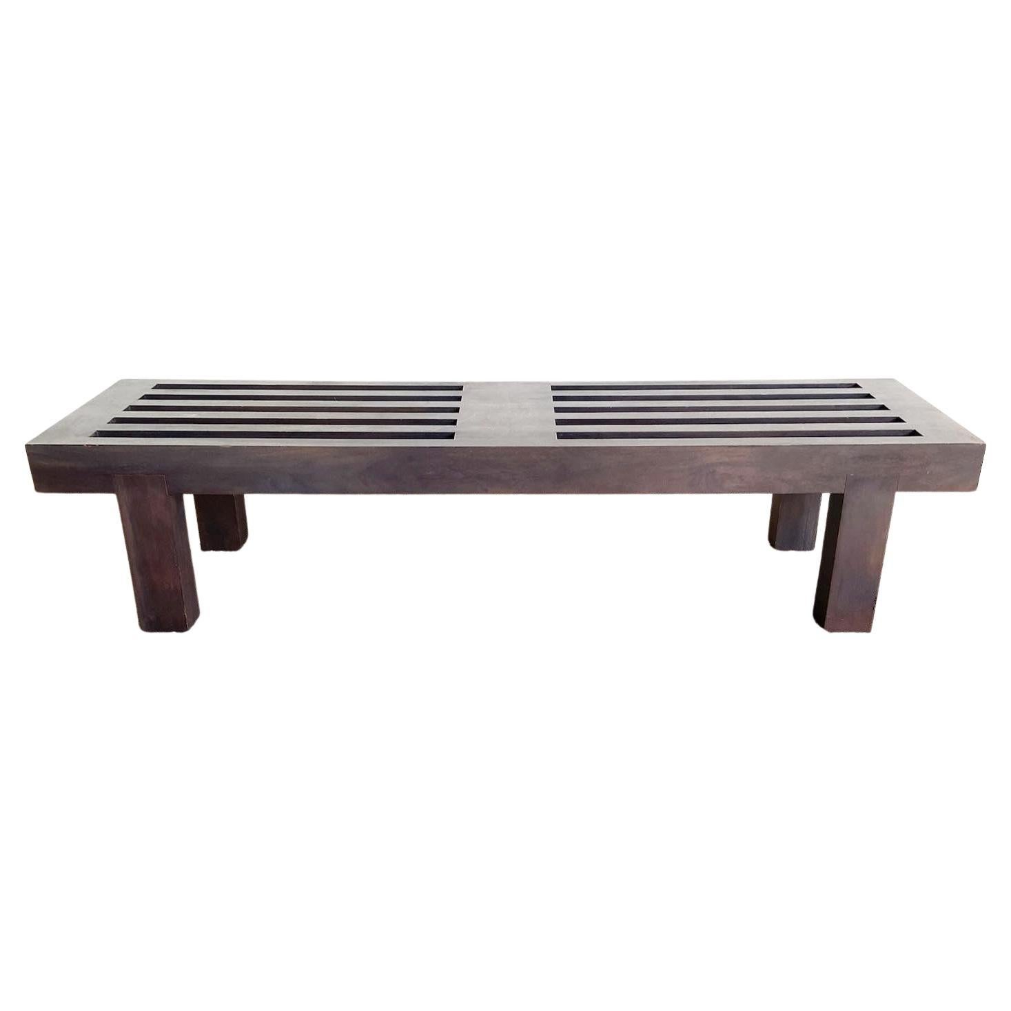 Contemporary Black Wooden Slatted Bench For Sale at 1stDibs | slat ...