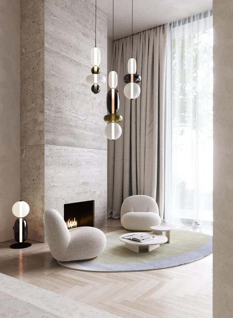 Contemporary Blown Crystal Glass Pendant - Pebbles by Boris Klimek for ...
