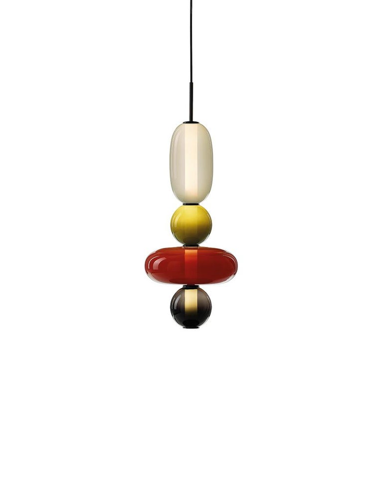 Contemporary Blown Crystal Glass Pendant, Pebbles by Boris Klimek for ...