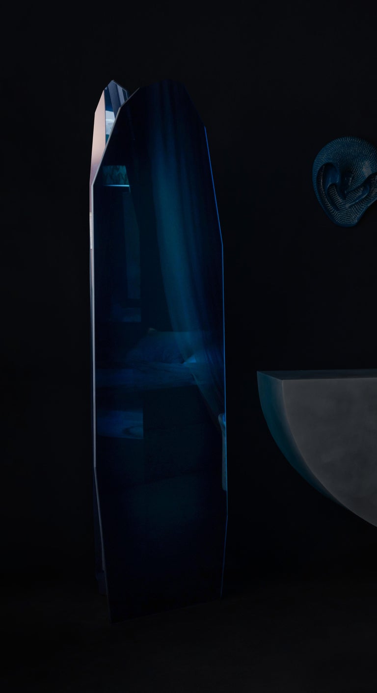 Contemporary Blue Frost Floor Mirror by Alissa Volchkova For Sale at ...