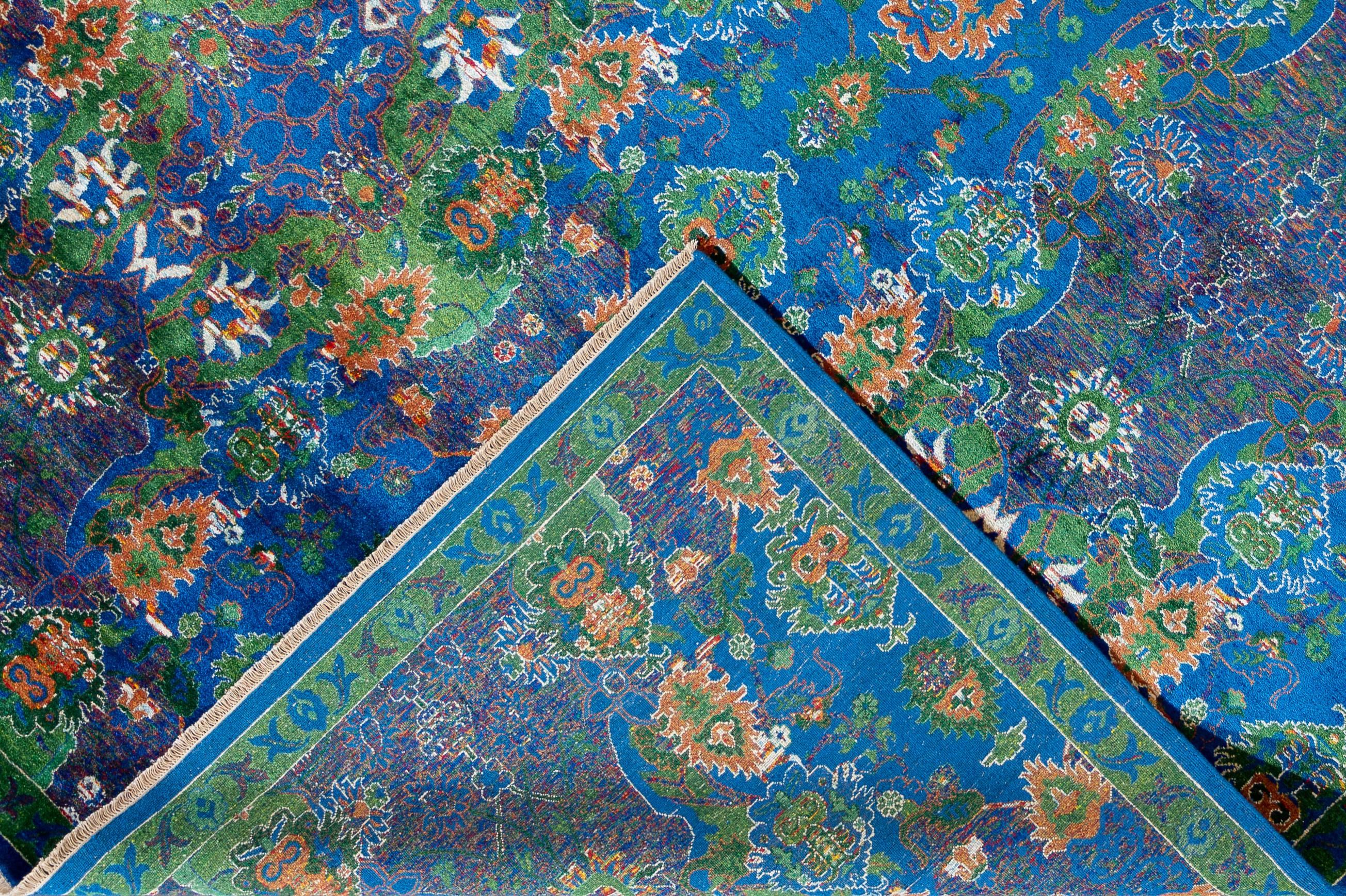 Contemporary Blue Silk Area Rug at 1stDibs | silk area rugs