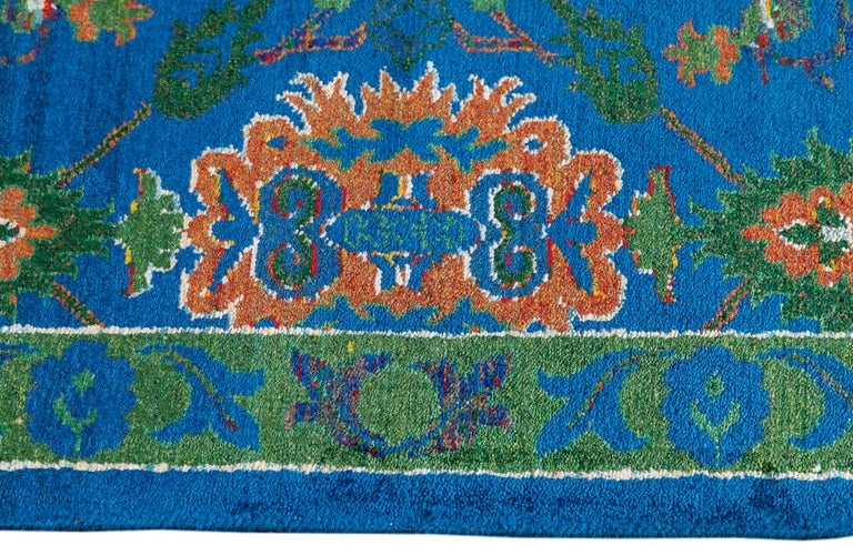 Contemporary Blue Silk Area Rug at 1stdibs