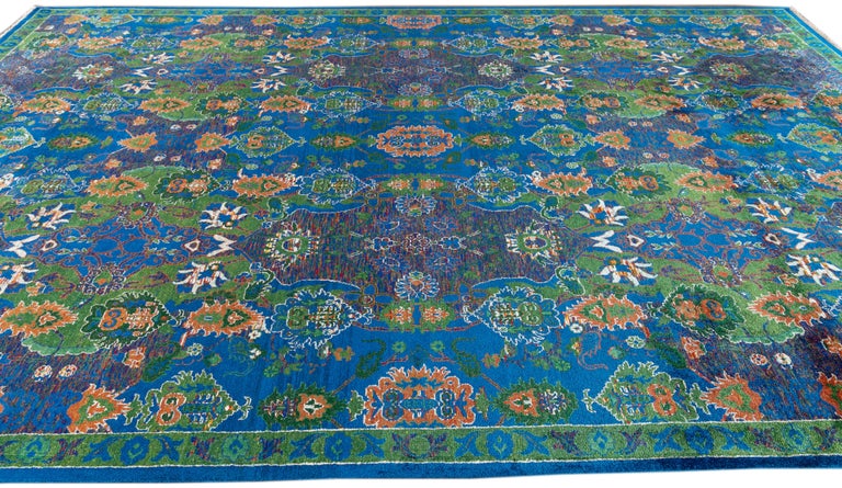 Contemporary Blue Silk Area Rug at 1stdibs