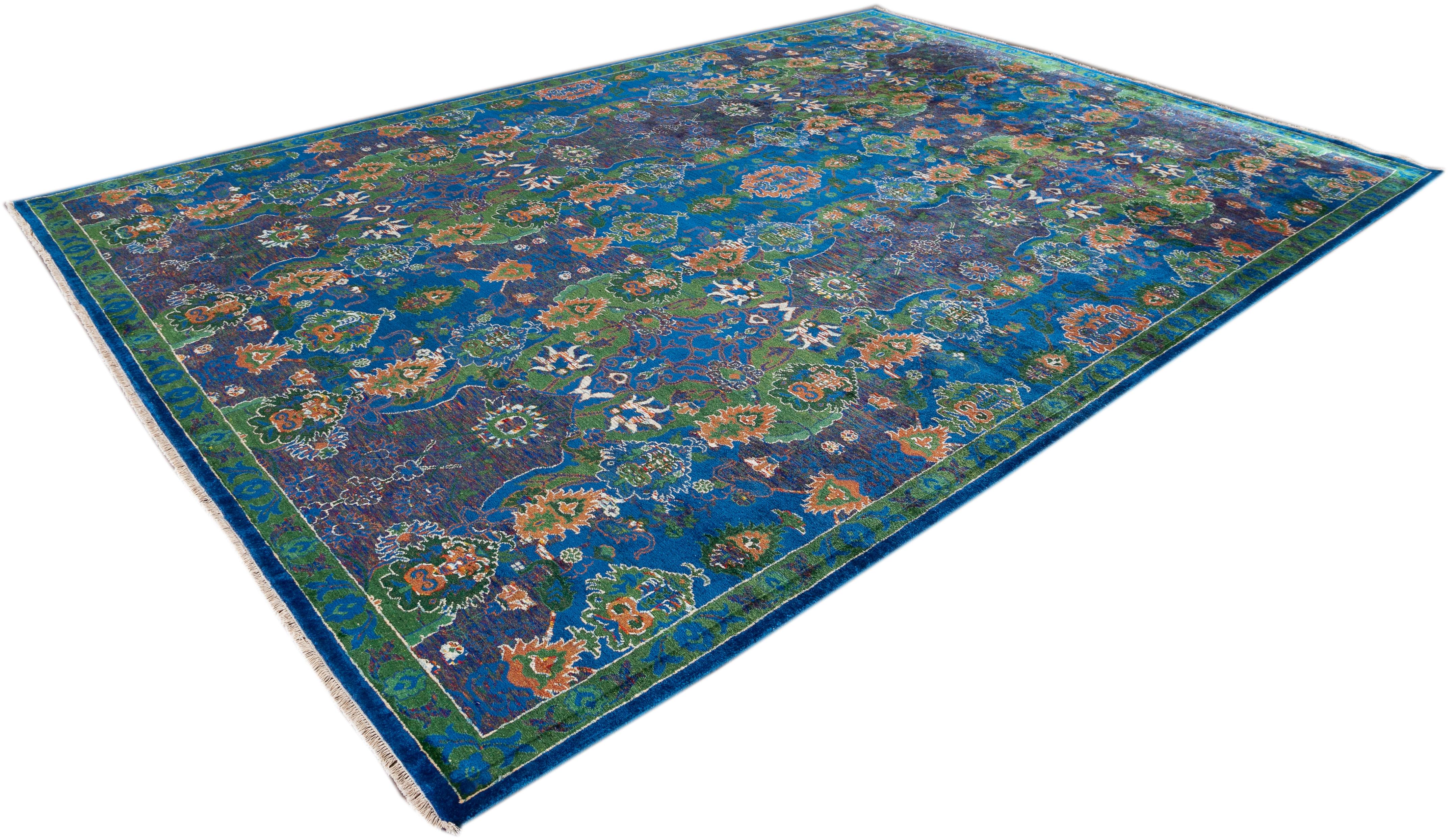 Contemporary Blue Silk Area Rug at 1stDibs | silk area rugs