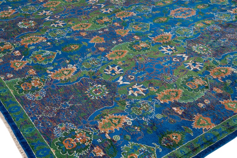 Contemporary Blue Silk Area Rug at 1stdibs