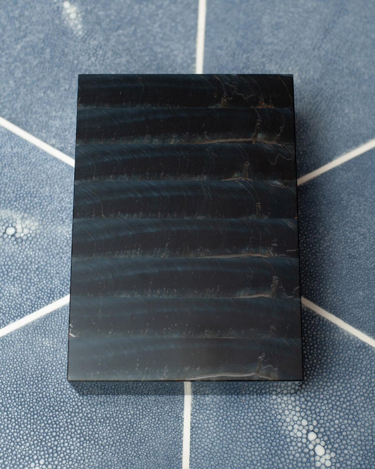 Contemporary Blue Tigers Eye Box with Hinged Lid at 1stDibs