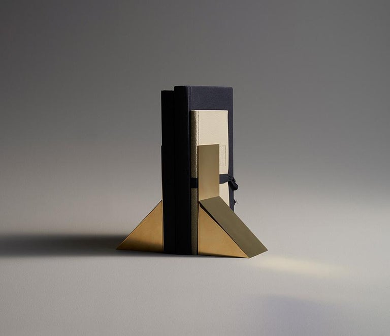 Scandinavian Modern Book Ends in Solid Brass, Minimal Design by Erik ...