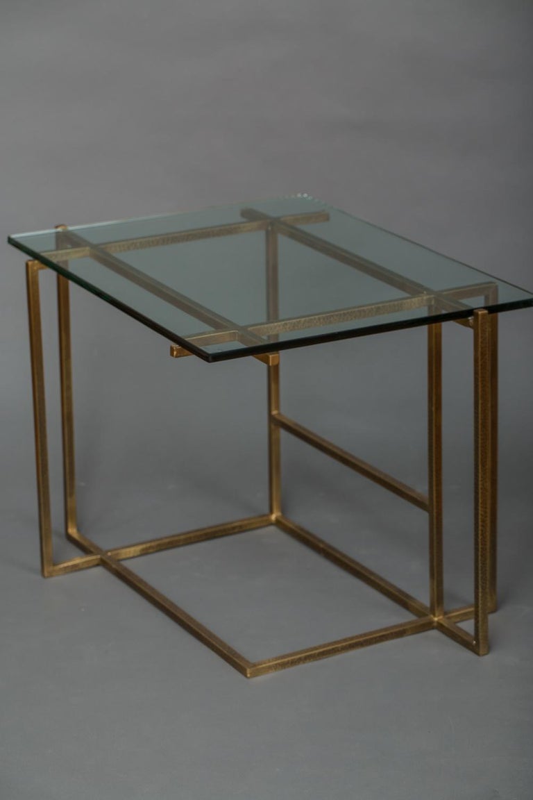 Contemporary Brass and Glass Side Table at 1stDibs
