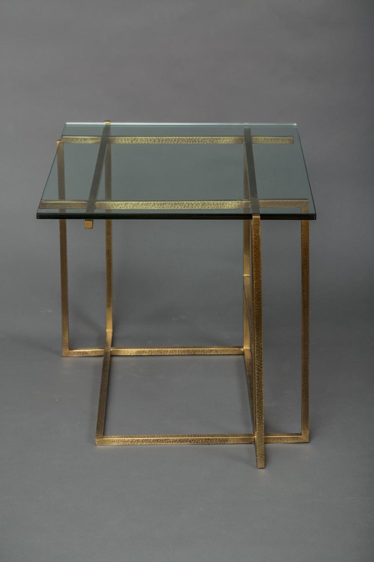 Contemporary Brass and Glass Side Table at 1stDibs